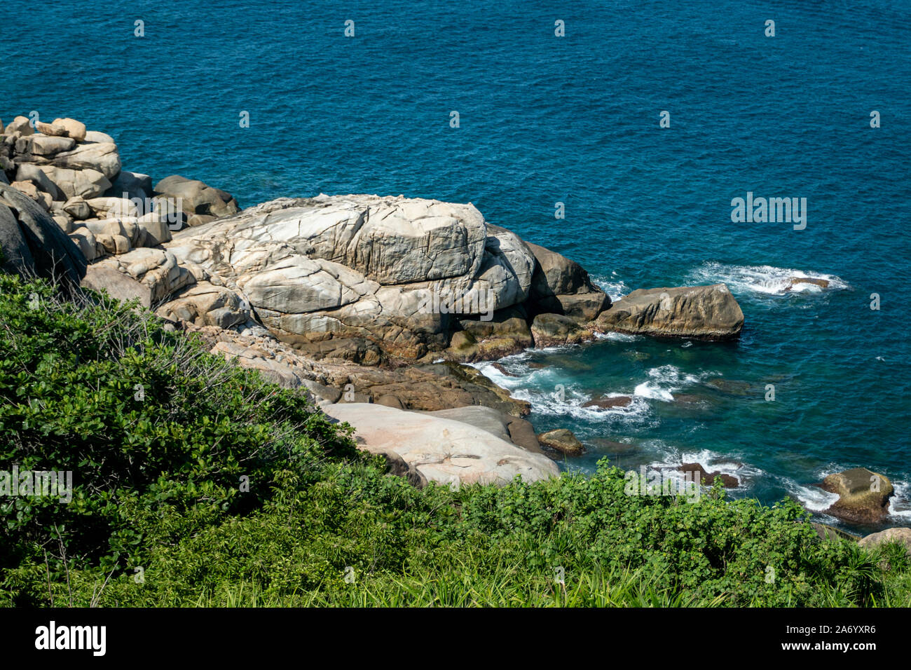Panoramic view of colorful huge cliff at the sea of South China Stock ...