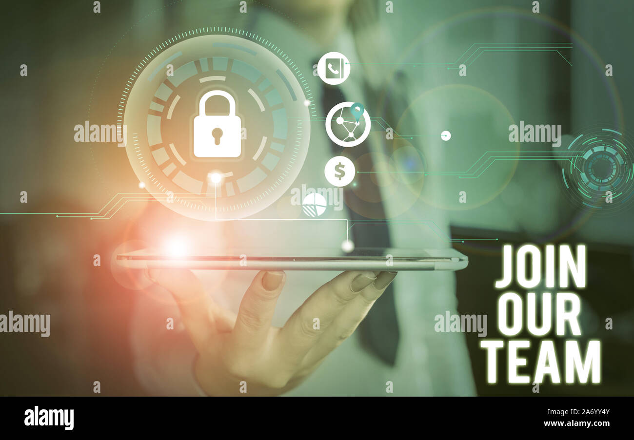 Conceptual hand writing showing Join Our Team. Concept meaning inviting ...