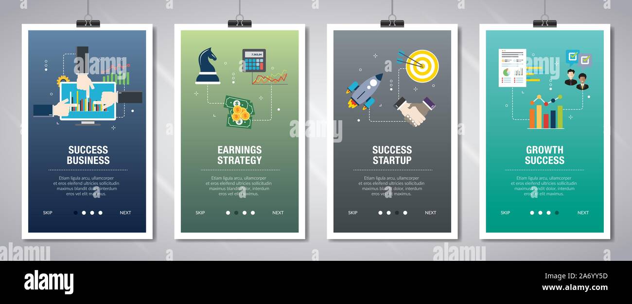 Vector set of vertical web banners with success business, earnings ...