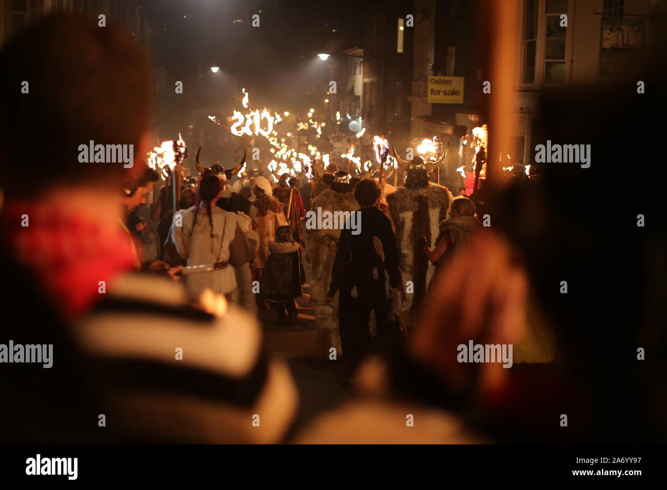 Bonfire Night, Lewes. Bonfire Societies meet up in Lewes town centre to ...