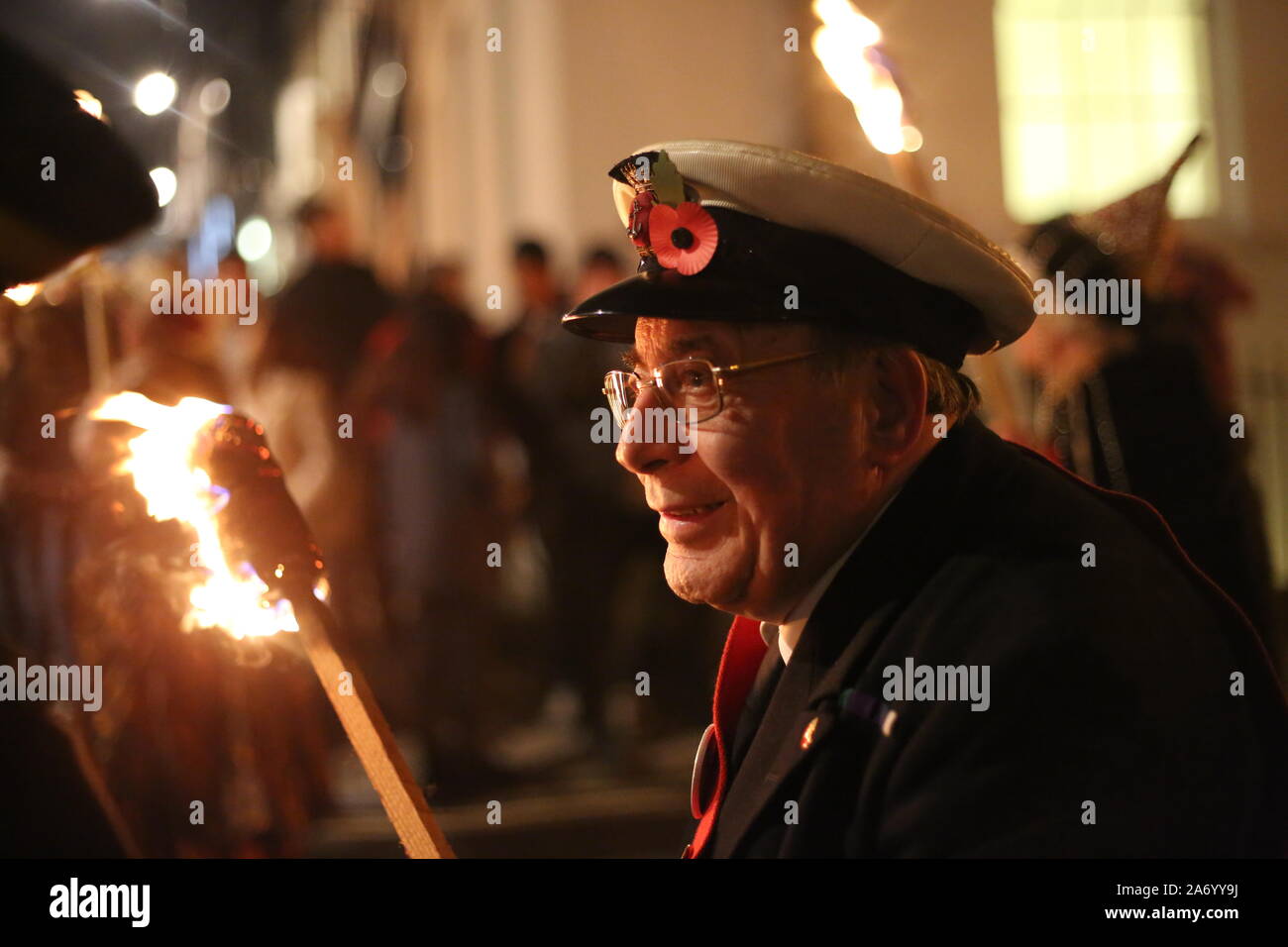 Bonfire Night, Lewes. Bonfire Societies meet up in Lewes town centre to ...