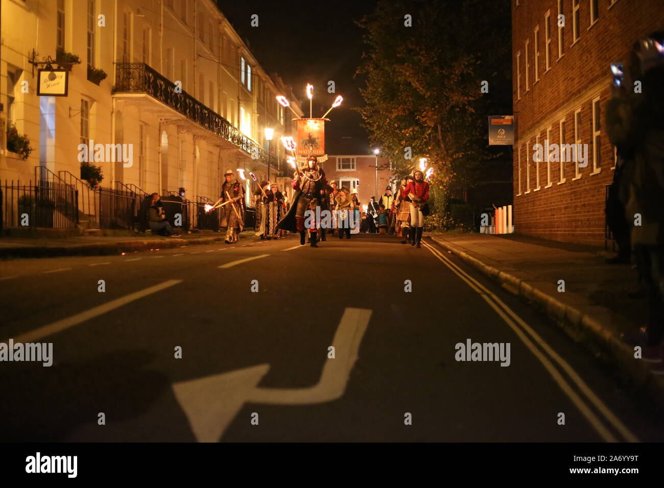 Bonfire Night, Lewes. Bonfire Societies meet up in Lewes town centre to ...