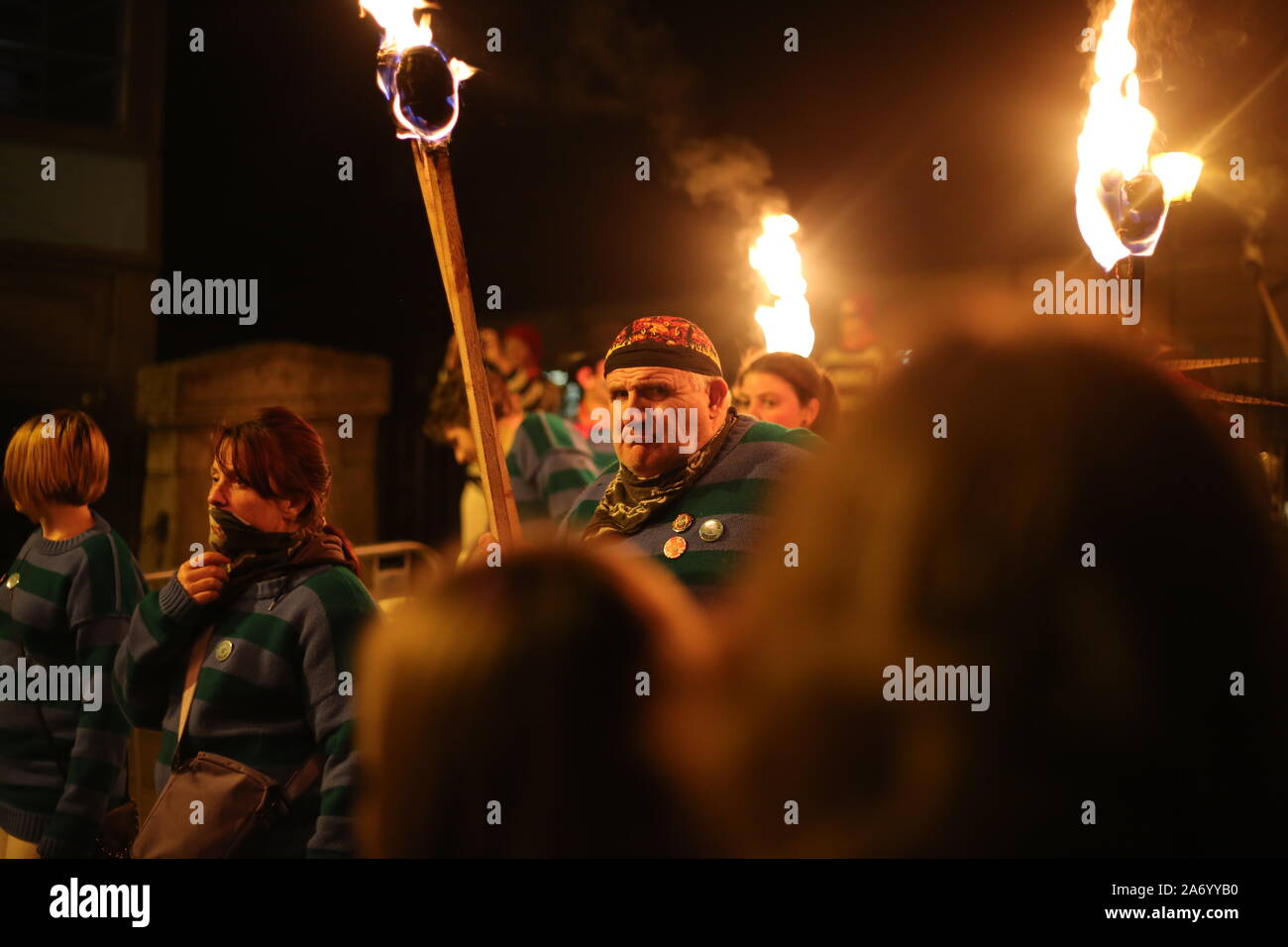 Bonfire Night, Lewes. Bonfire Societies meet up in Lewes town centre to ...