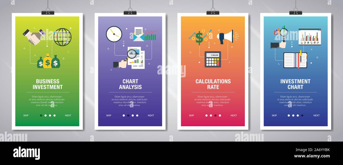 Vector set of vertical web banners with business investment, chart ...