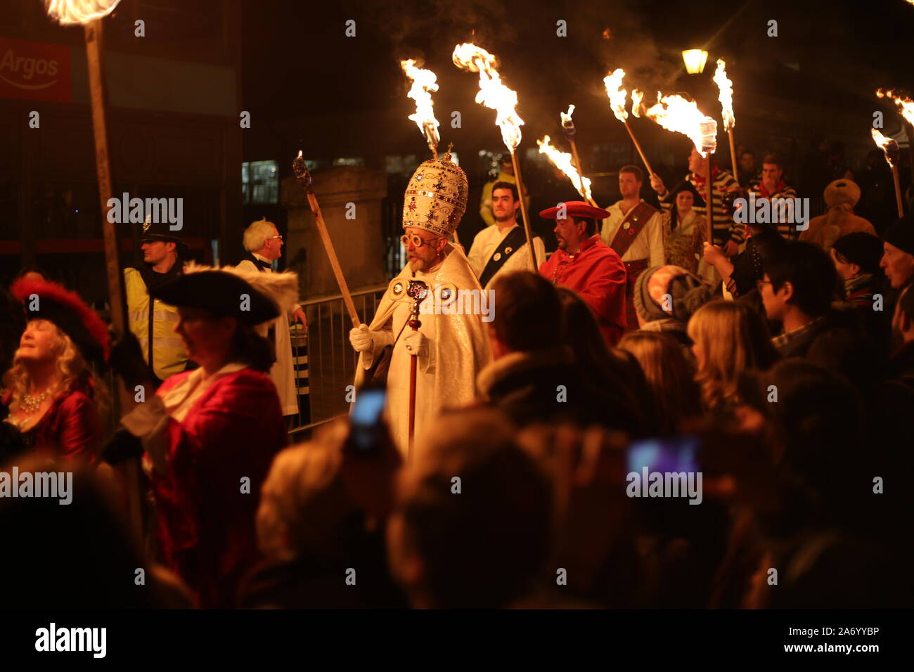 Bonfire Night, Lewes. Bonfire Societies meet up in Lewes town centre to ...