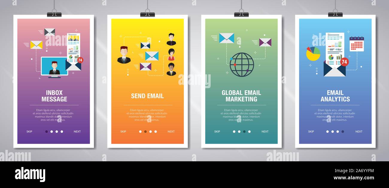 Vector set of vertical web banners with inbox message, send email ...
