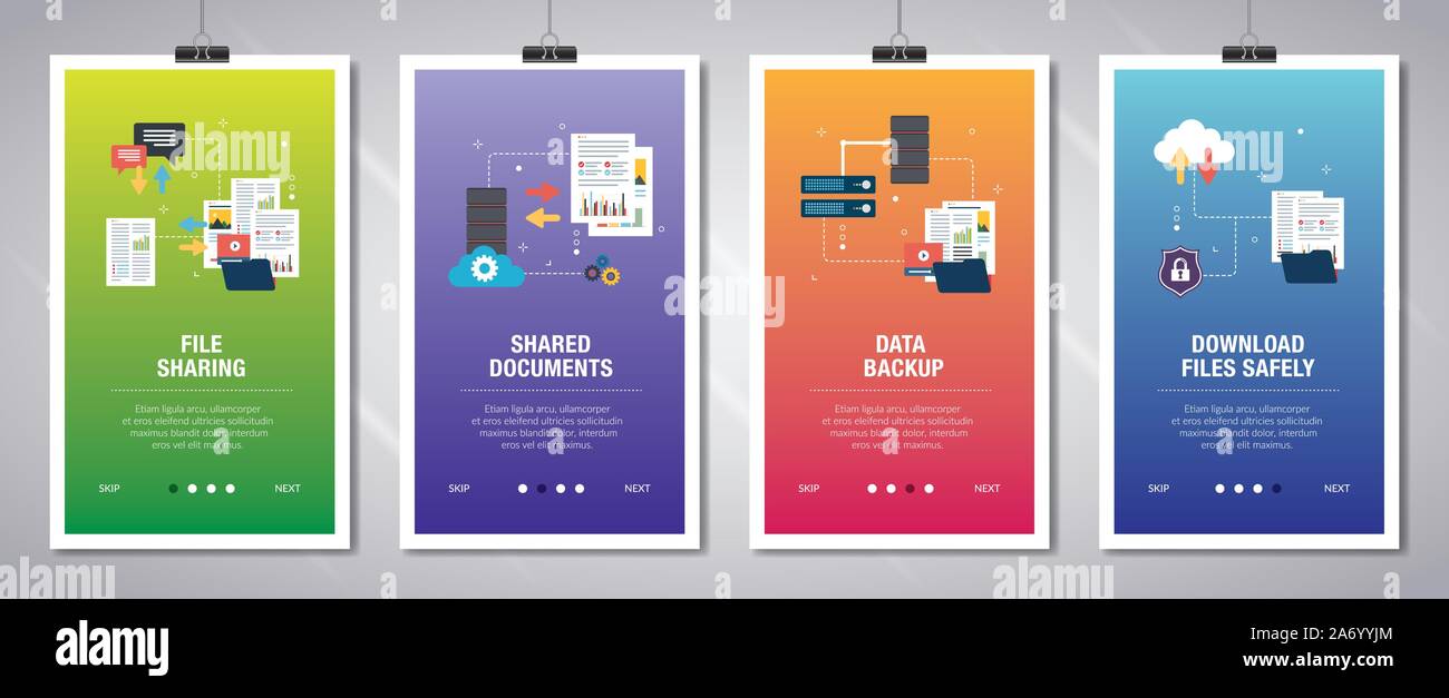 Banner set with icons for internet on websites or app templates with ...