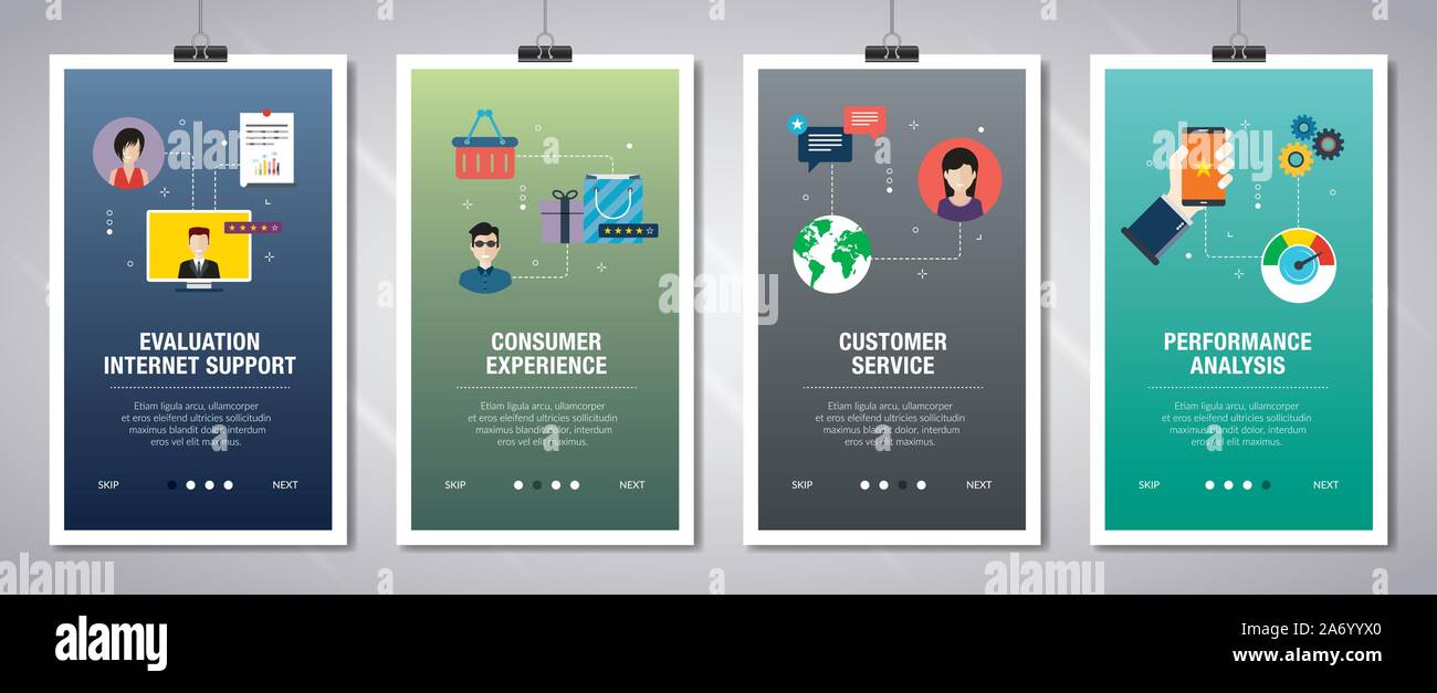 Web banners concept in vector with evaluation internet support ...