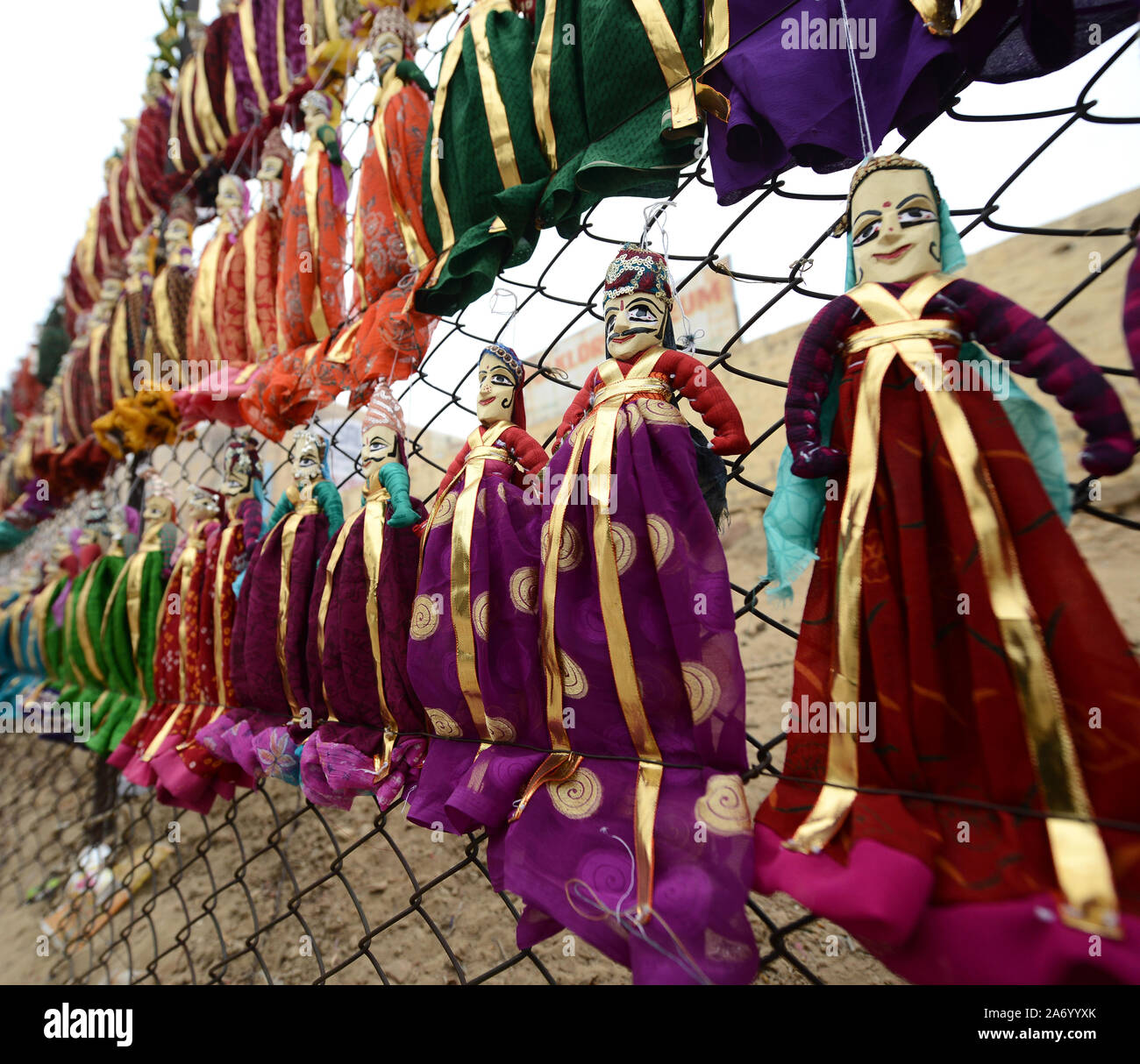 Hand made puppets for sale at a Craft Market at Jaisalmer City Palace ...