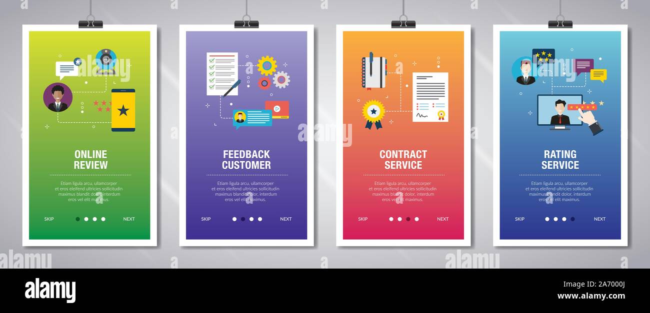 Web banners concept in vector with online review, feedback customer ...