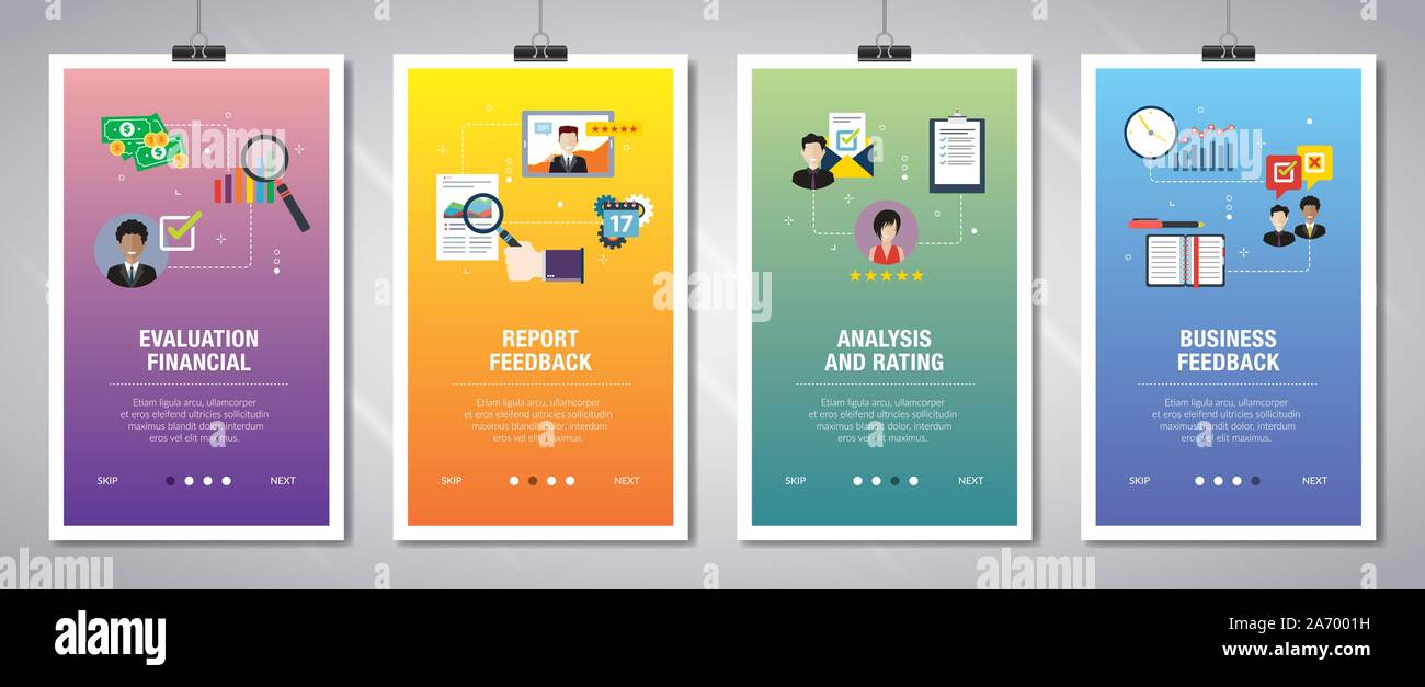 Web banners concept in vector with evaluation financial, report ...