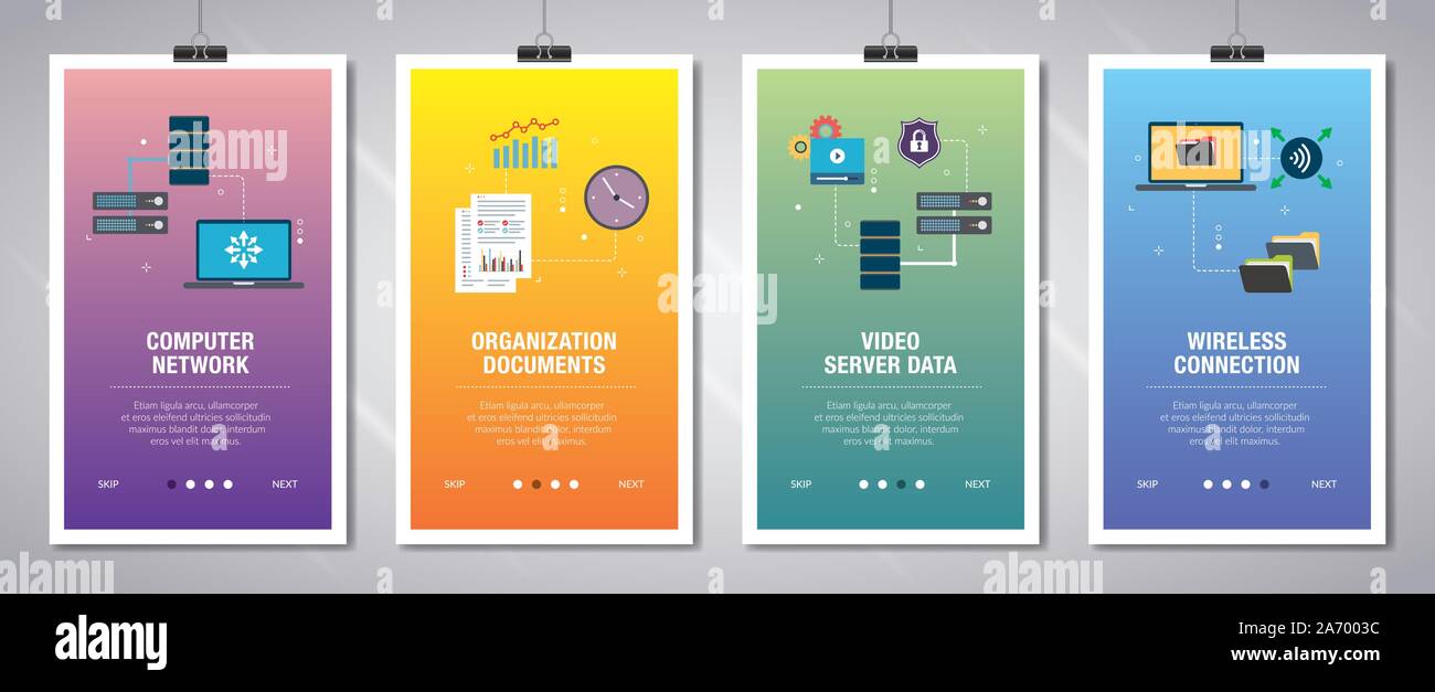 Banner set with icons for internet on websites or app templates with ...