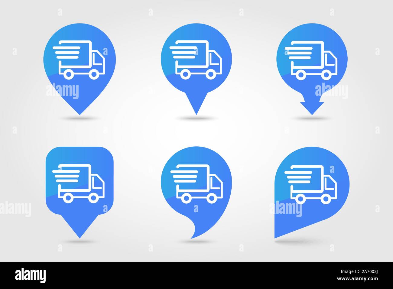 Fast shipping delivery truck flat pin map icon. E-commerce sign. Map ...