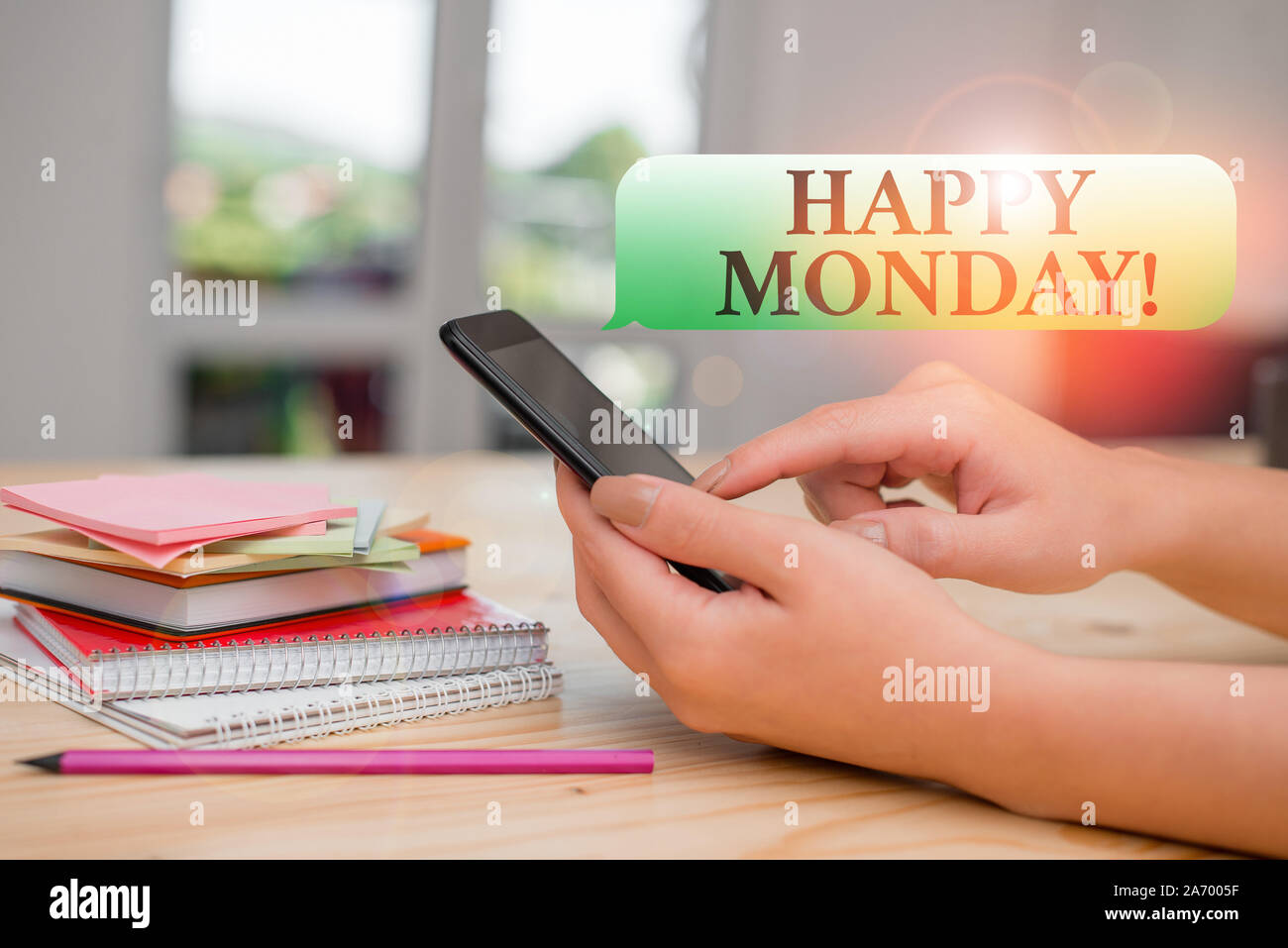 Writing note showing Happy Monday. Business concept for telling that ...