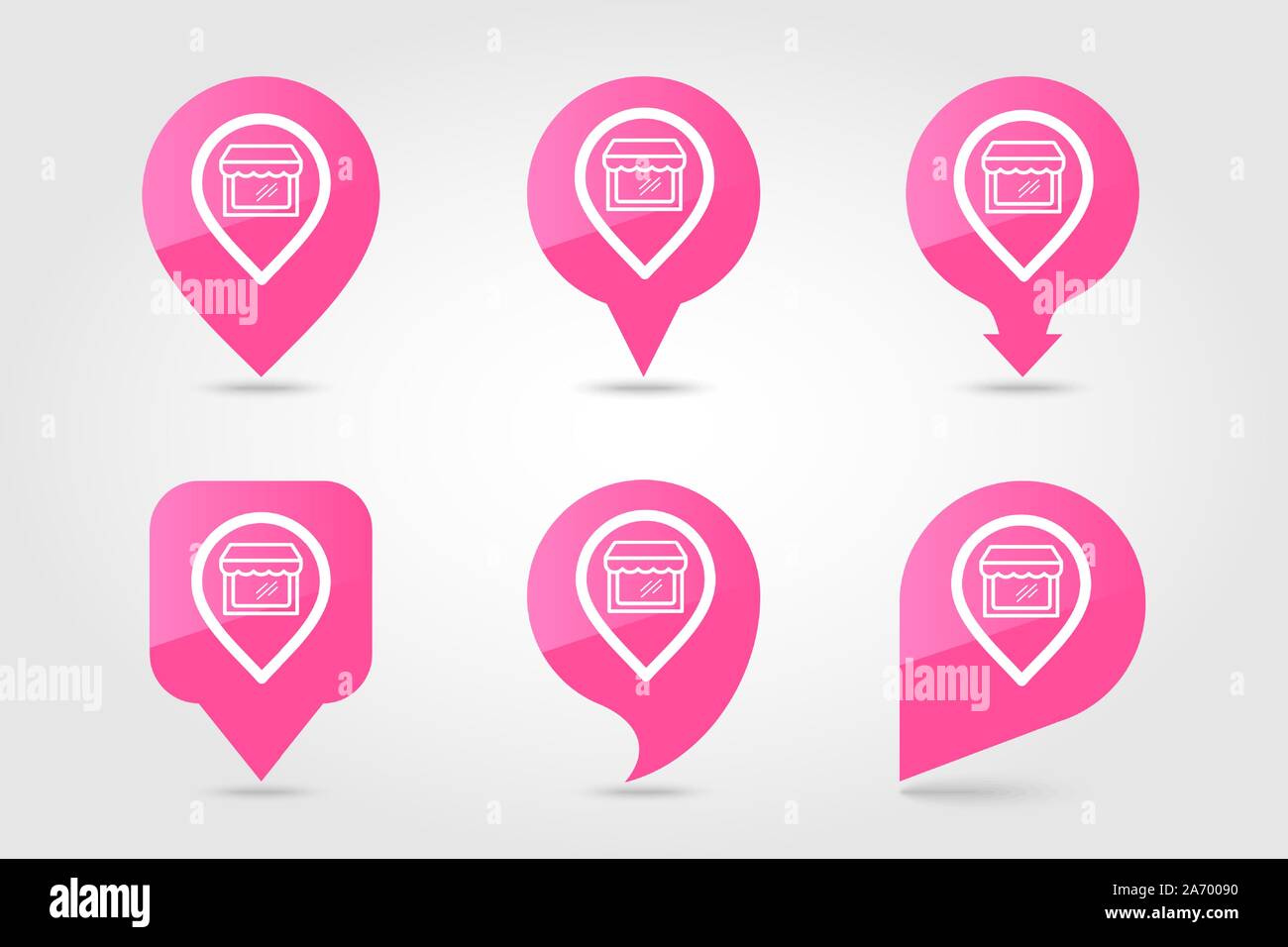 Supermarket store front pin map icon. E-commerce sign. Map pointer. Map ...