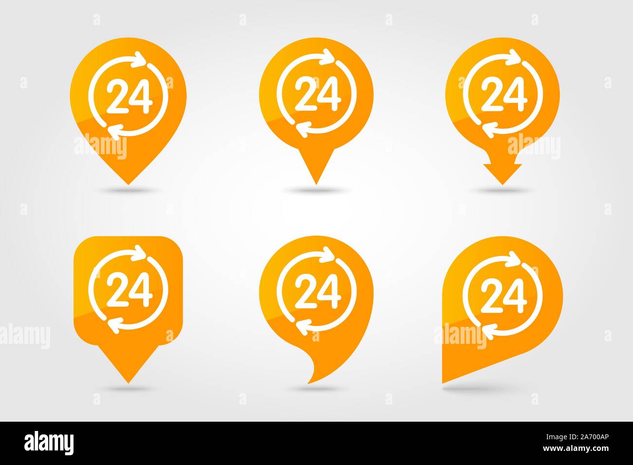 Twenty four hour pin map icon. E-commerce sign. Map pointer. Map ...