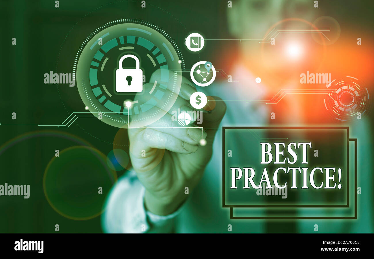 Text sign showing Best Practice. Business photo showcasing commercial ...