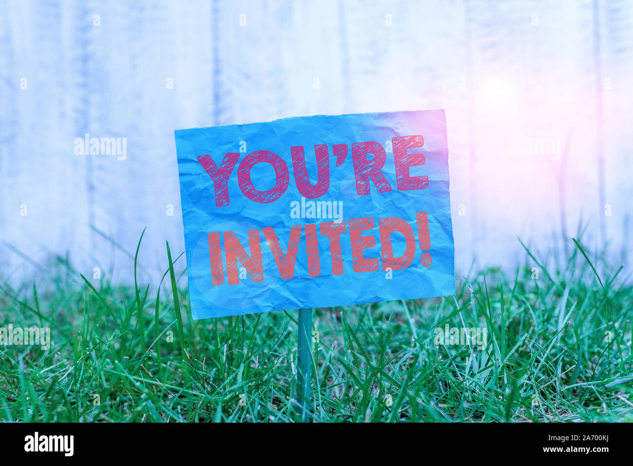 Text sign showing You Re Invited. Business photo showcasing make a ...