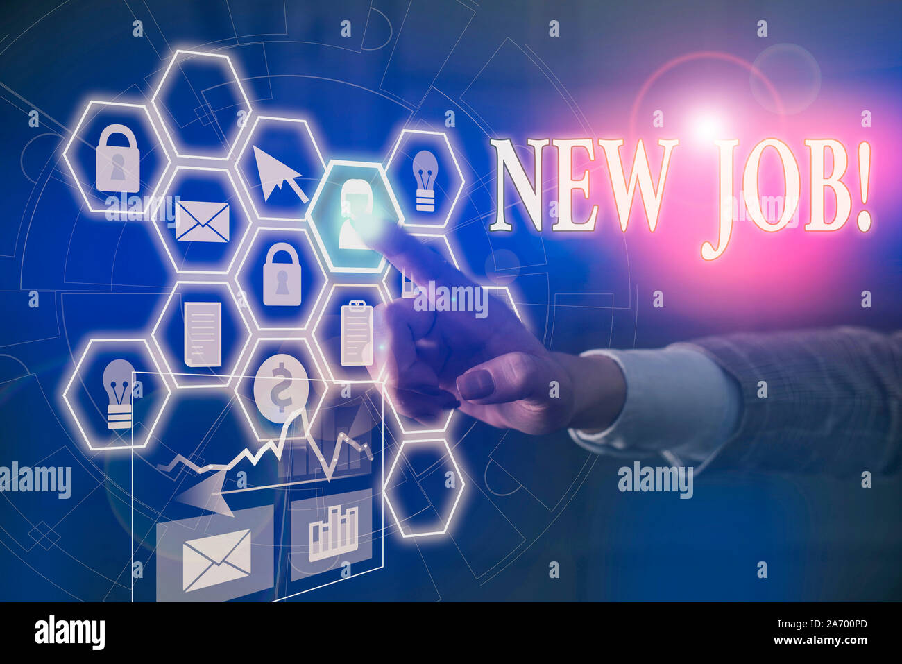 Writing note showing New Job. Business concept for recently having paid ...