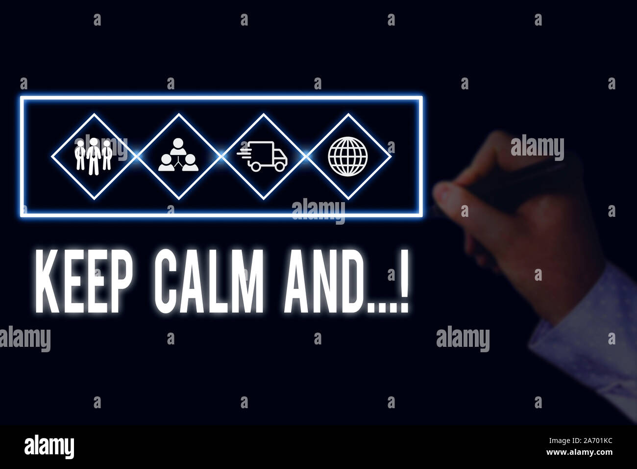 Writing note showing Keep Calm And. Business concept for motivational ...