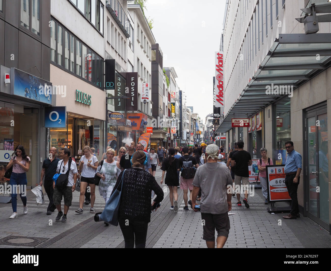 KOELN, GERMANY - CIRCA AUGUST 2019: People in Hohe Strasse (meaning ...