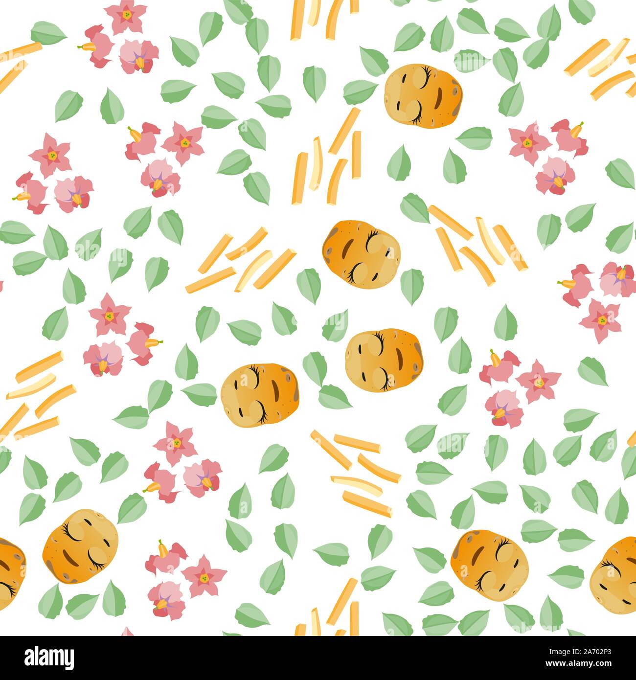 Cute seamless pattern with cartoon emoji potatoes Stock Vector Image ...