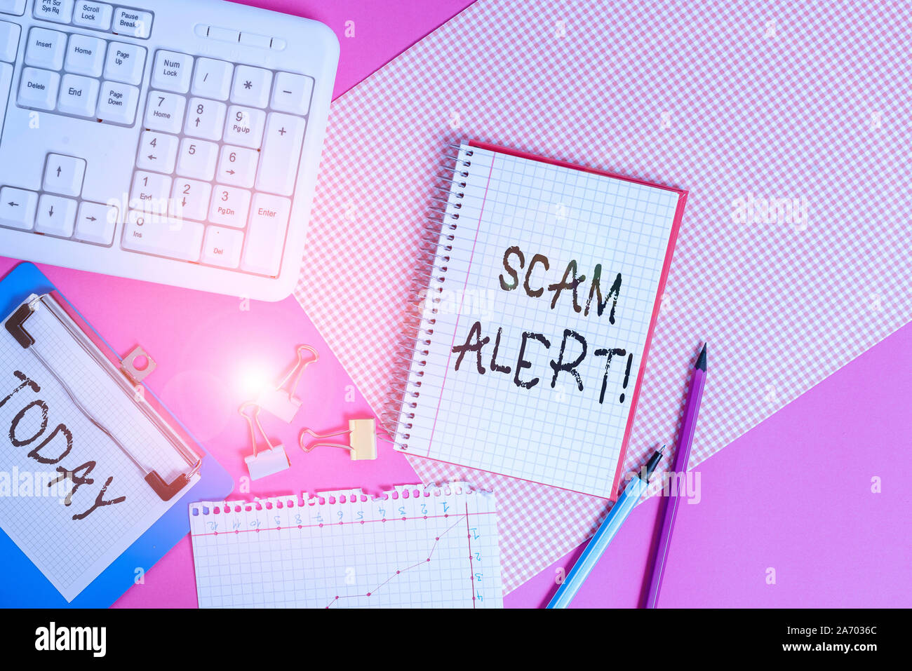 Writing note showing Scam Alert. Business concept for fraudulently ...