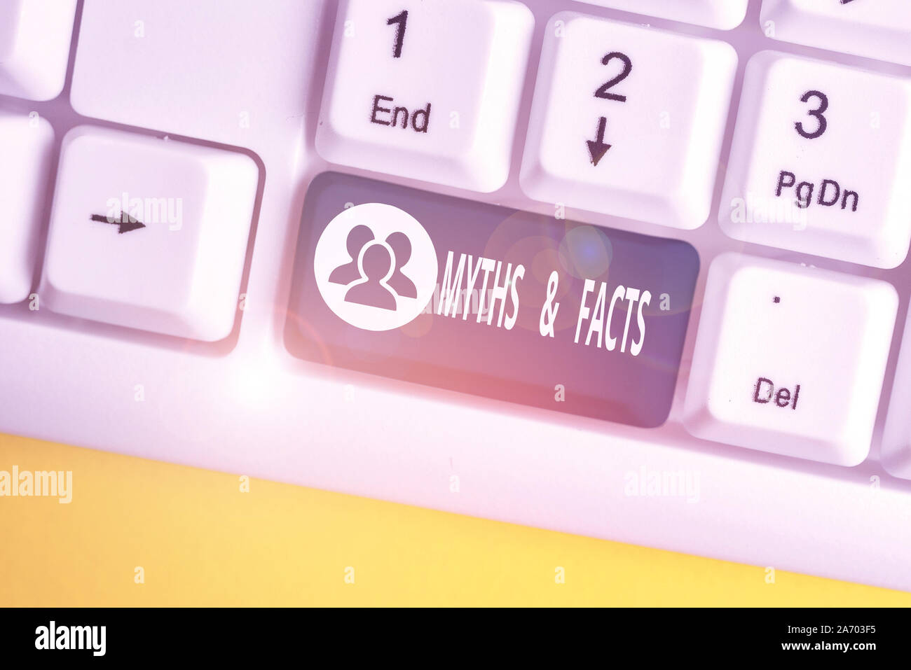 Text sign showing Myths And Facts. Business photo showcasing usually ...