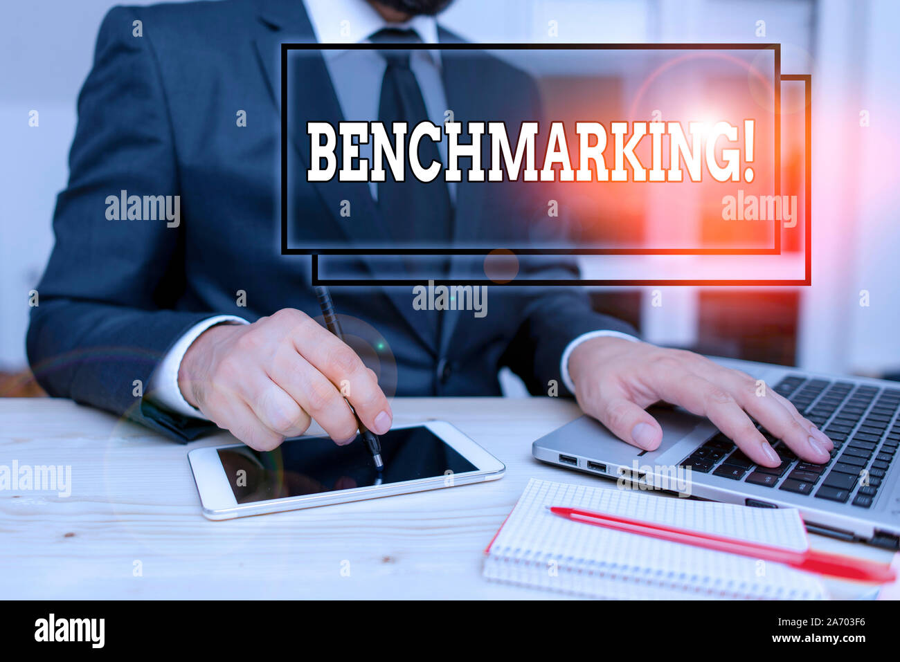Text sign showing Benchmarking. Business photo text evaluate something ...