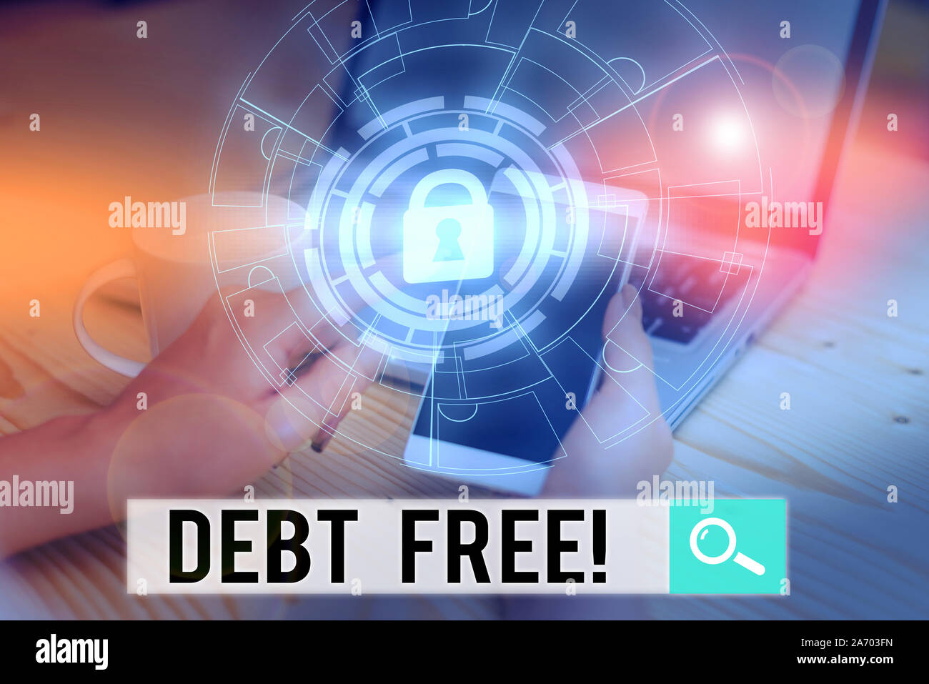 Handwriting text writing Debt Free. Conceptual photo does not owning ...