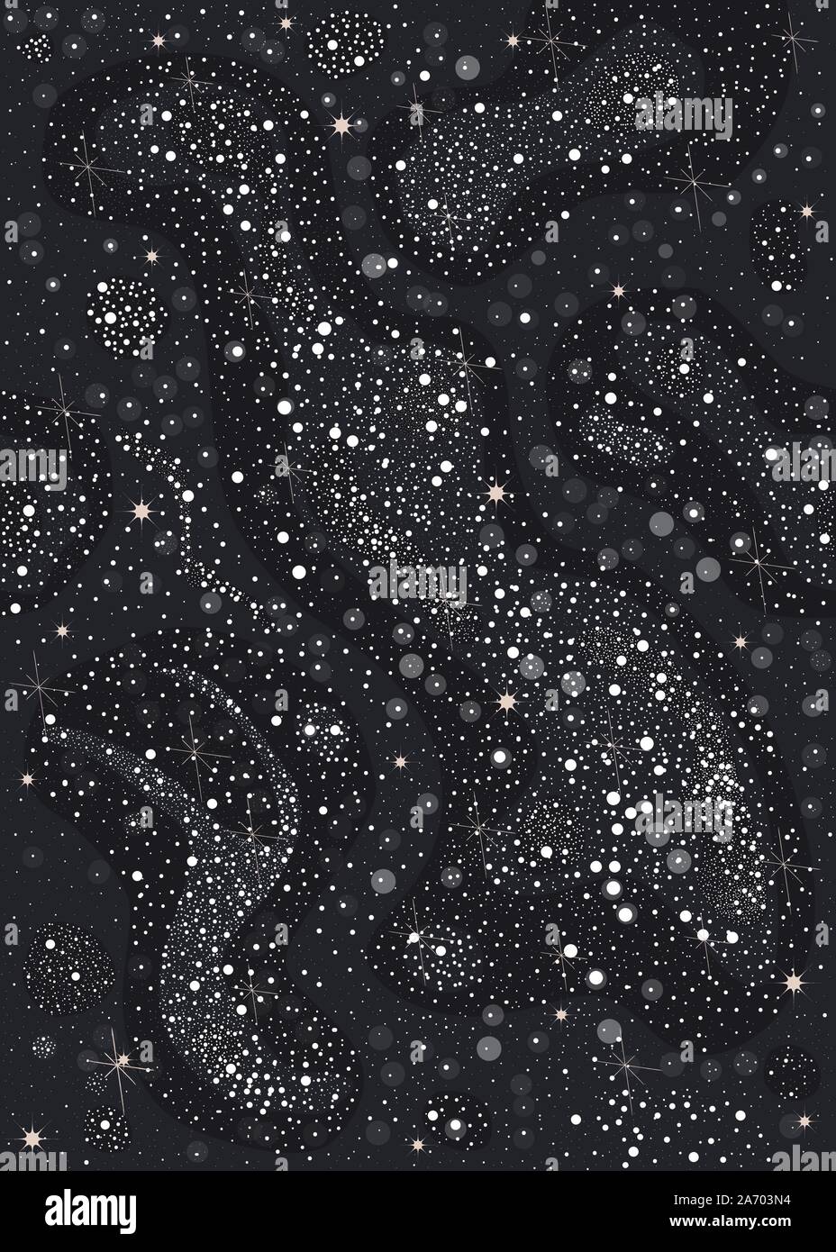 Colorful Seamless Pattern with white shiny Stars. Dark Starry Night ...