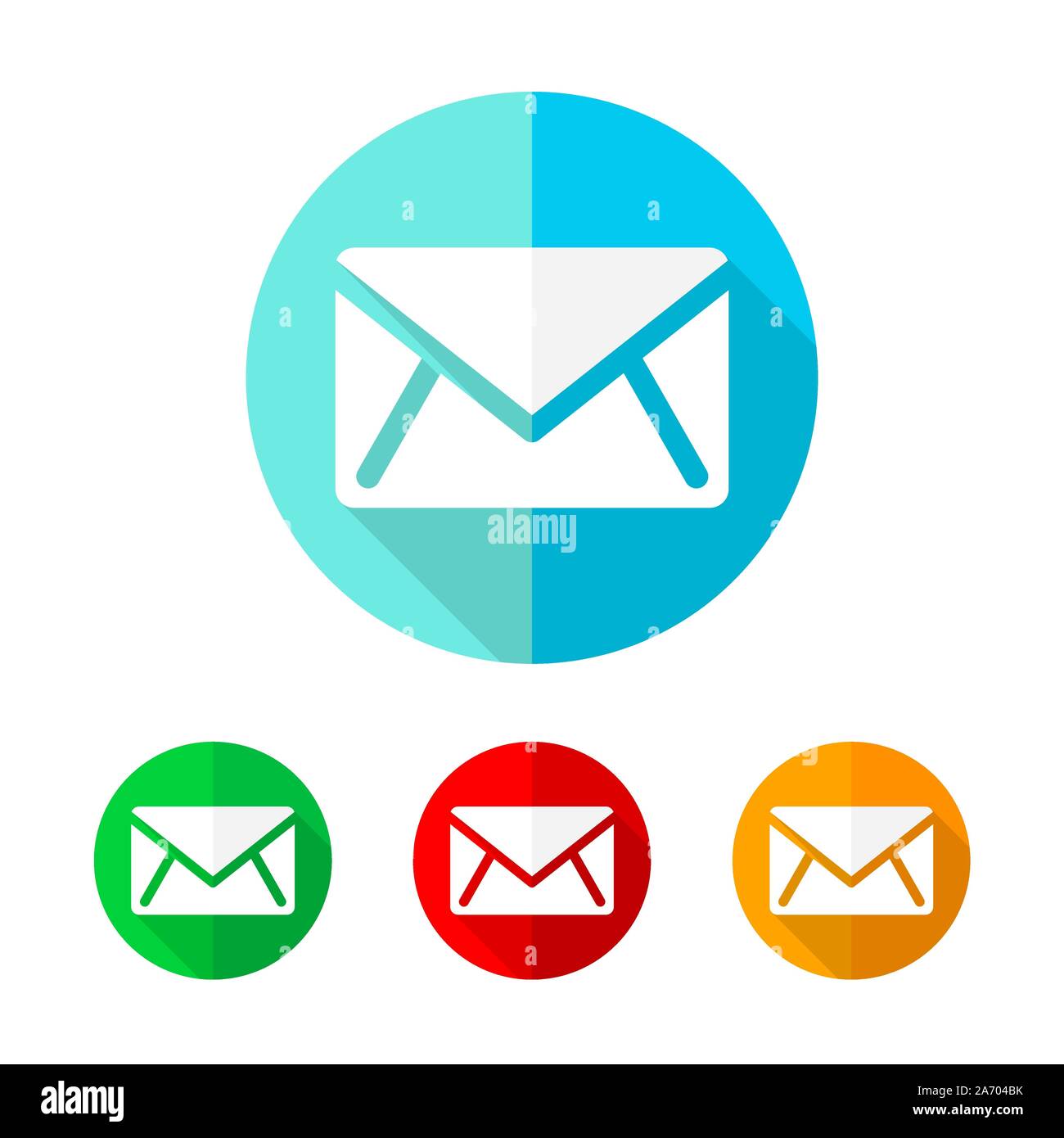 Set of colored message icons. White message icon with long shadow ...