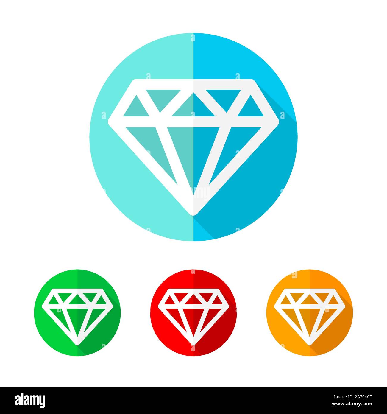 Set of colored diamond icons. White diamond with long shadow. Vector ...