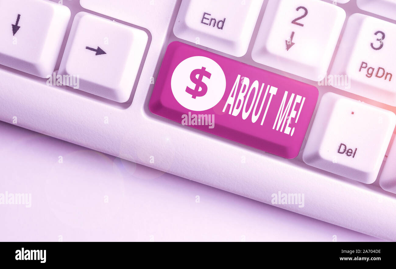 Conceptual hand writing showing About Me. Concept meaning telling ...