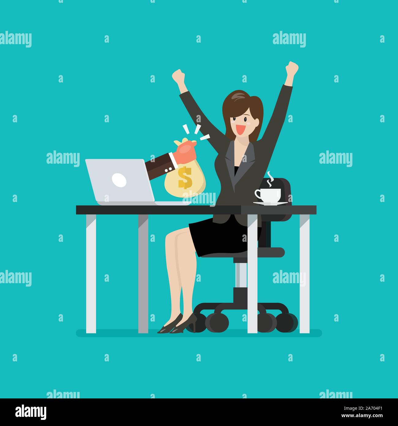 Bag money on table Stock Vector Images - Alamy