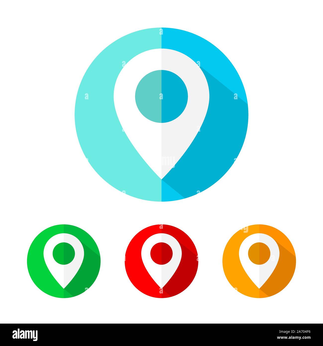 Set of navigation map marker icons. White map marker icon with long ...