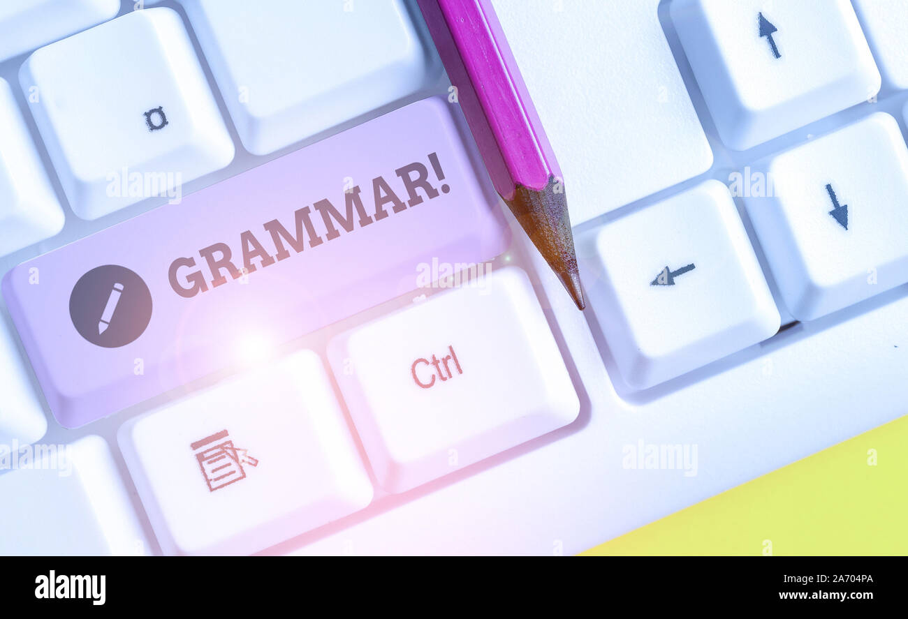 Text sign showing Grammar. Business photo text whole system structure ...