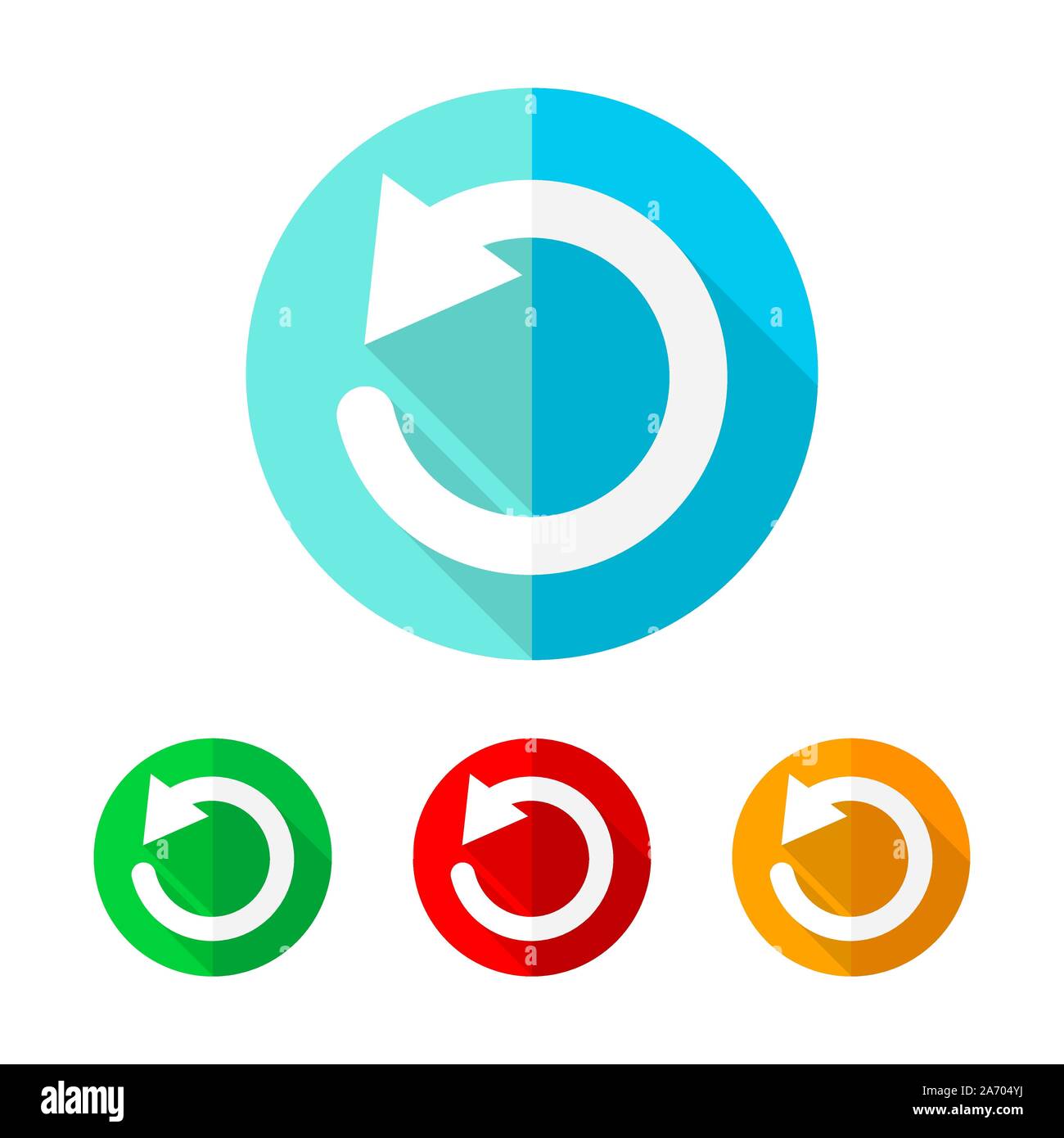 Set of colored update icons. White update icon with long shadow. Vector ...