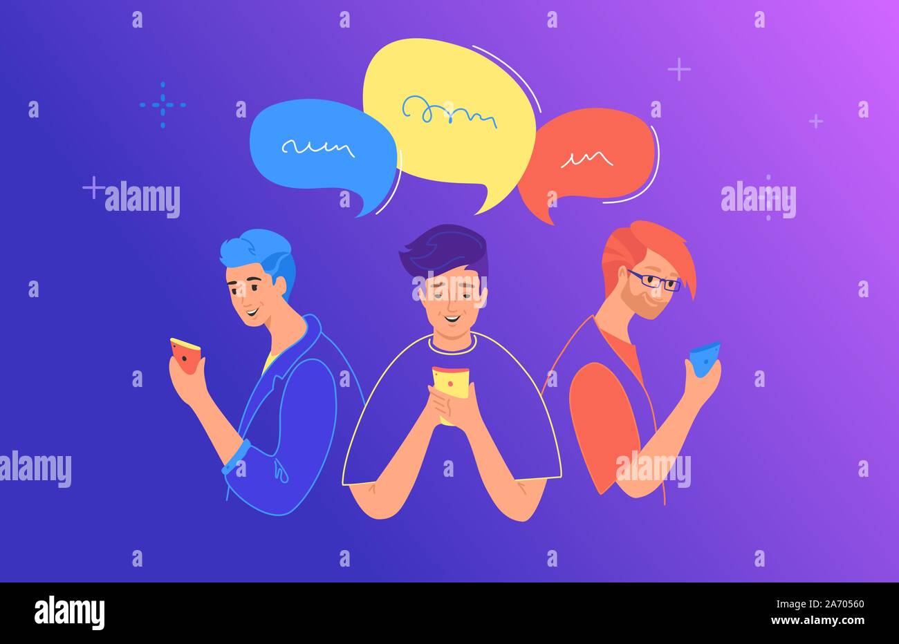 Social media chat and communication concept flat vector illustration ...