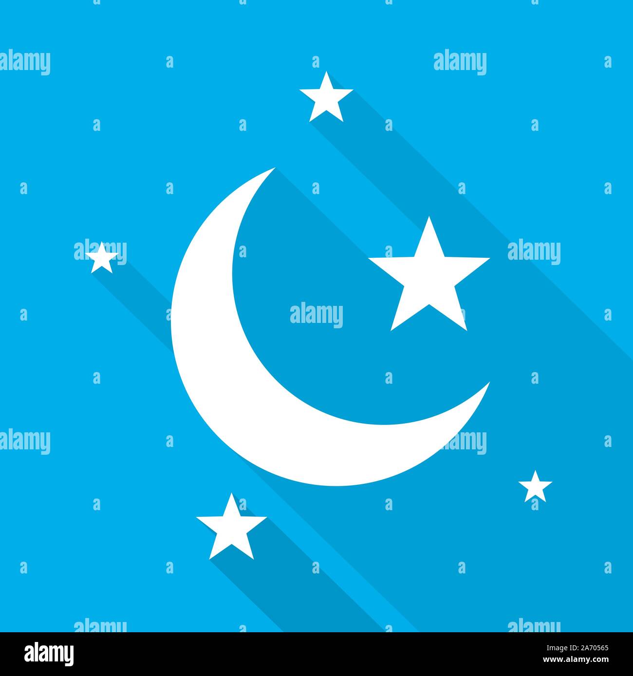 Sleep icon. Night moon and star icon. White night icon with long shadow ...