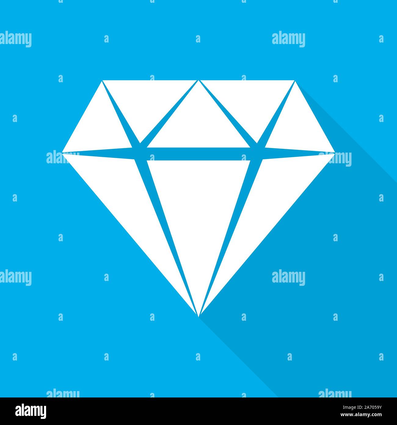 Simple diamond icon in flat design. Vector illustration. White sign of ...
