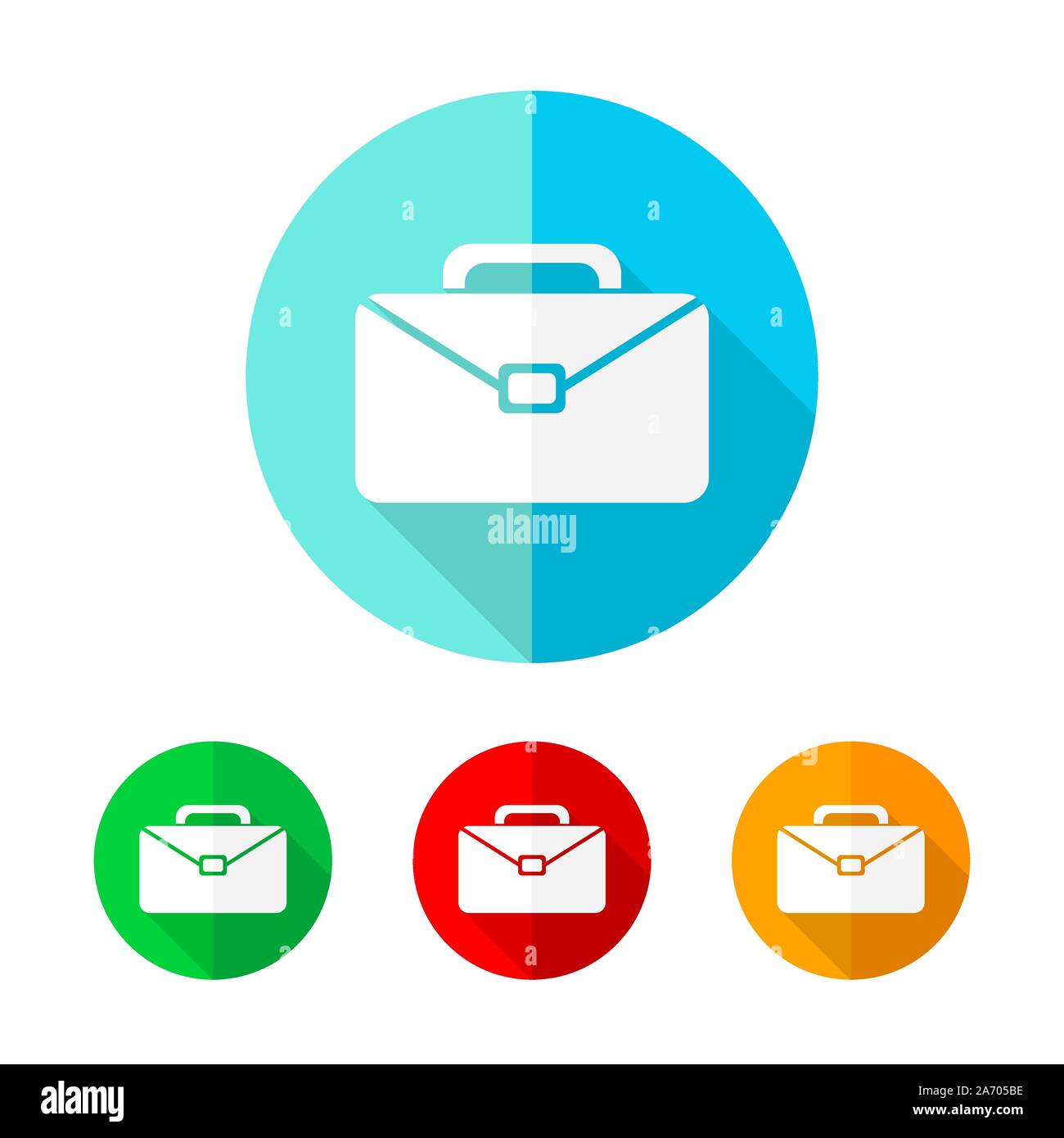 Set of colored briefcase icons. White briefcase icon with long shadow ...