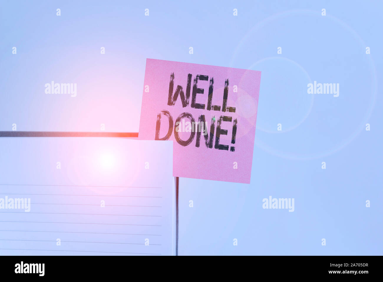 Text sign showing Well Done. Business photo showcasing used praising ...