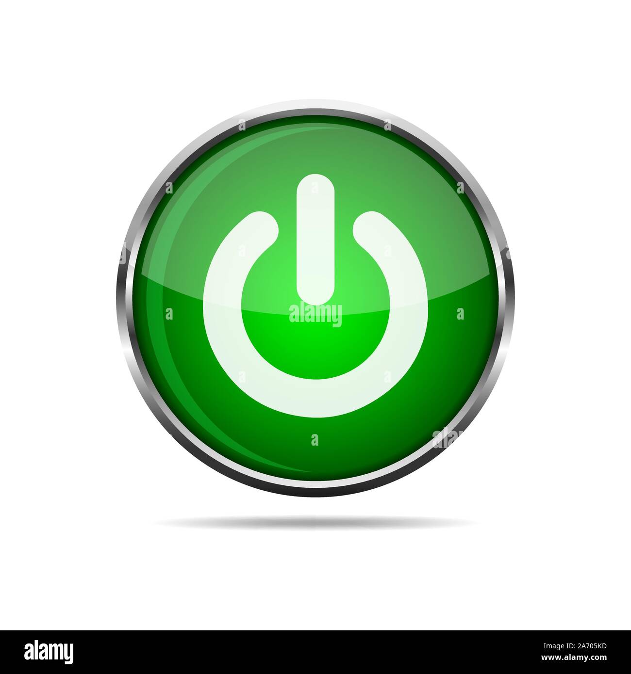 3D POWER round button on white background. Vector illustration ...