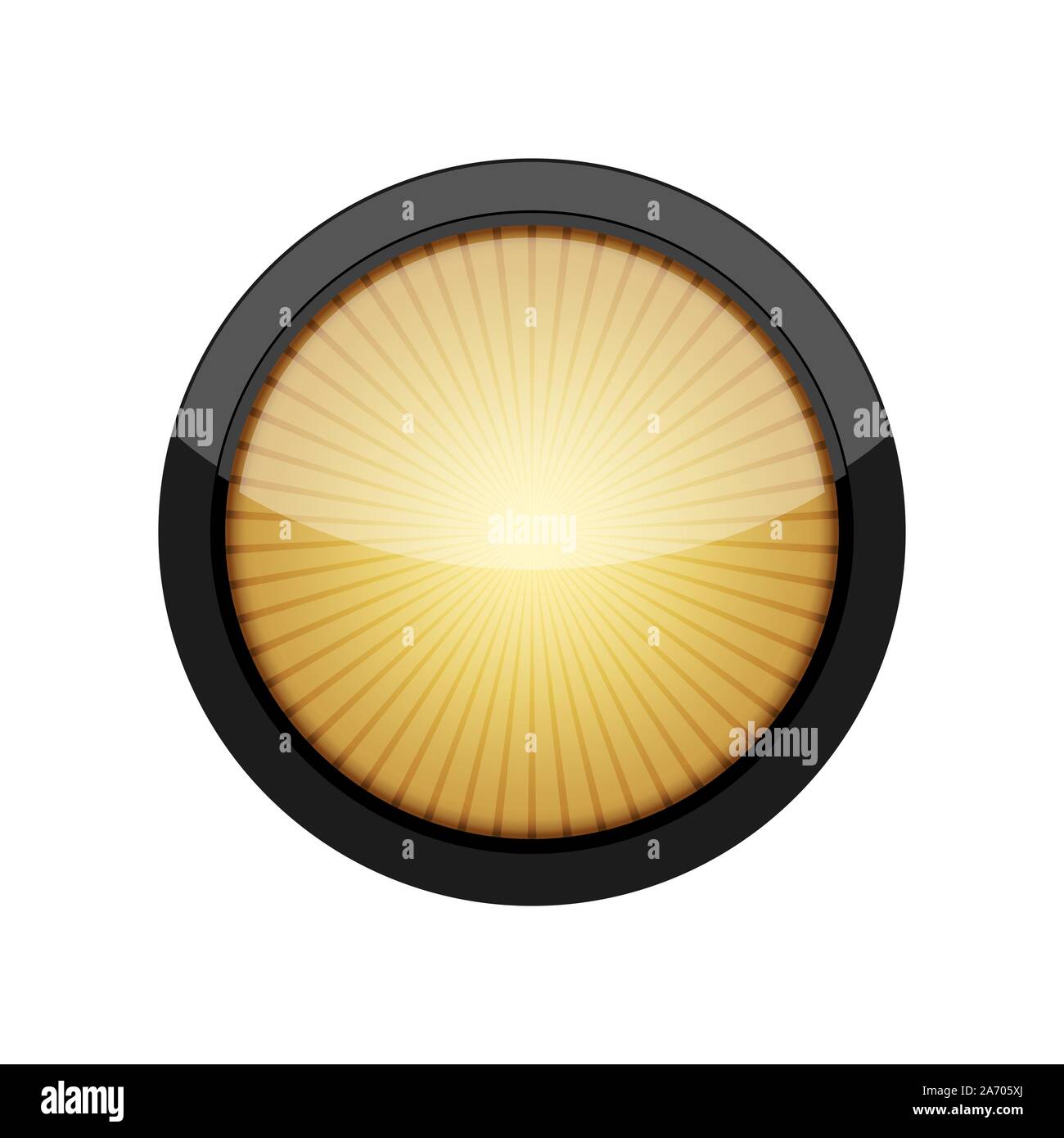 Yellow round button with a black frame. Vector illustration. Round ...