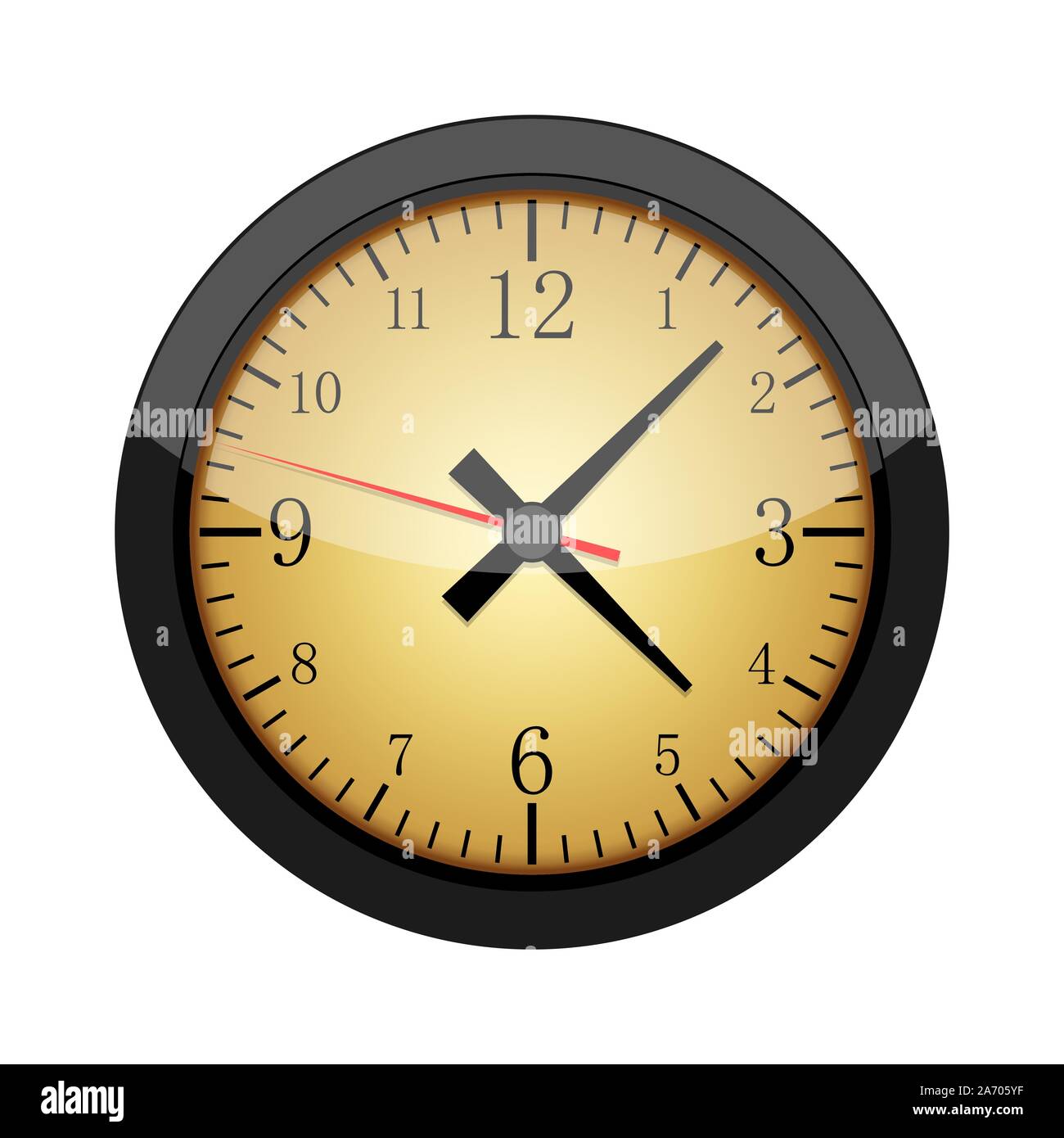 Realistic round clock, isolated on white background. Vector ...