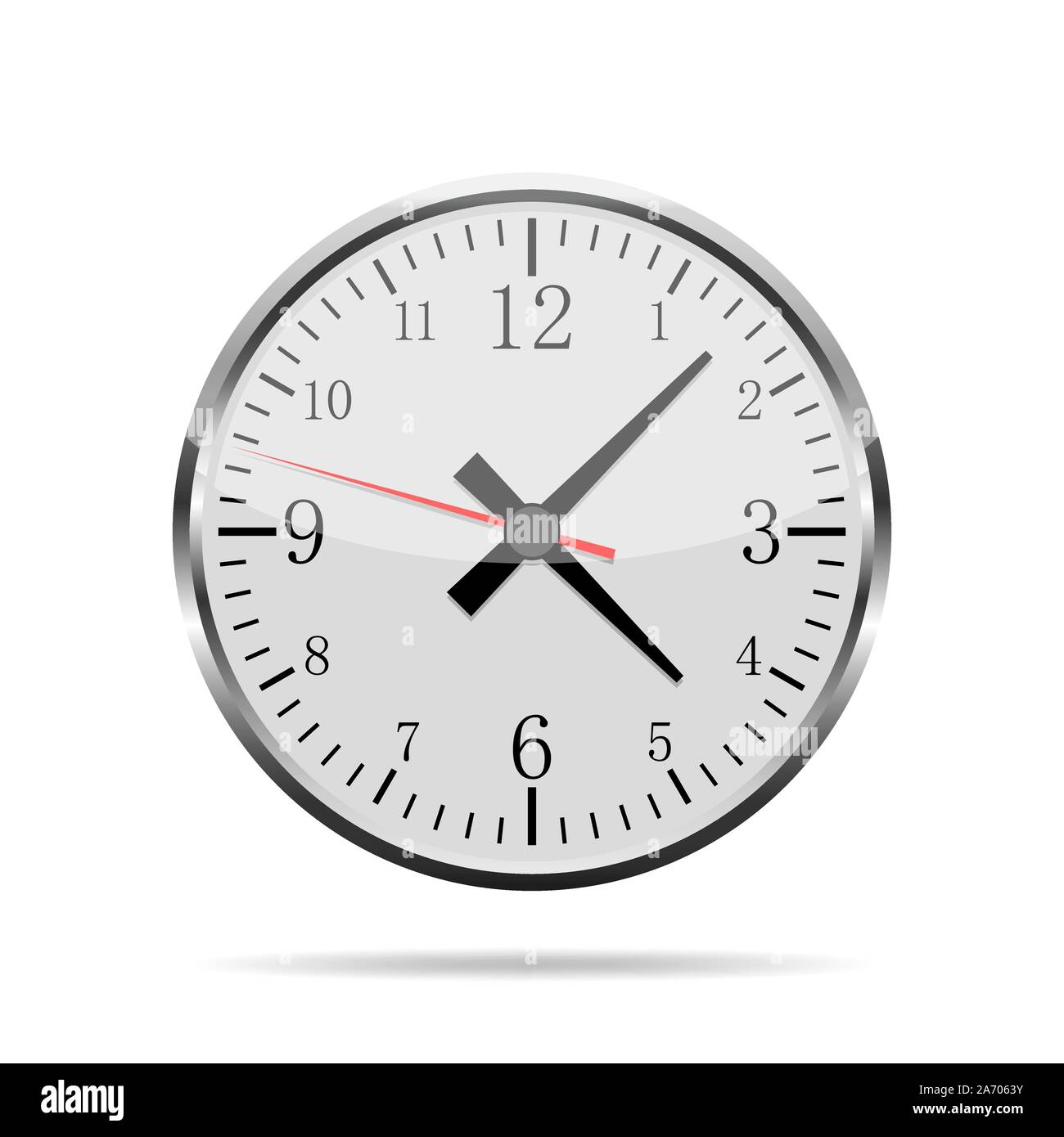 Realistic round clock, isolated on white background. Vector ...