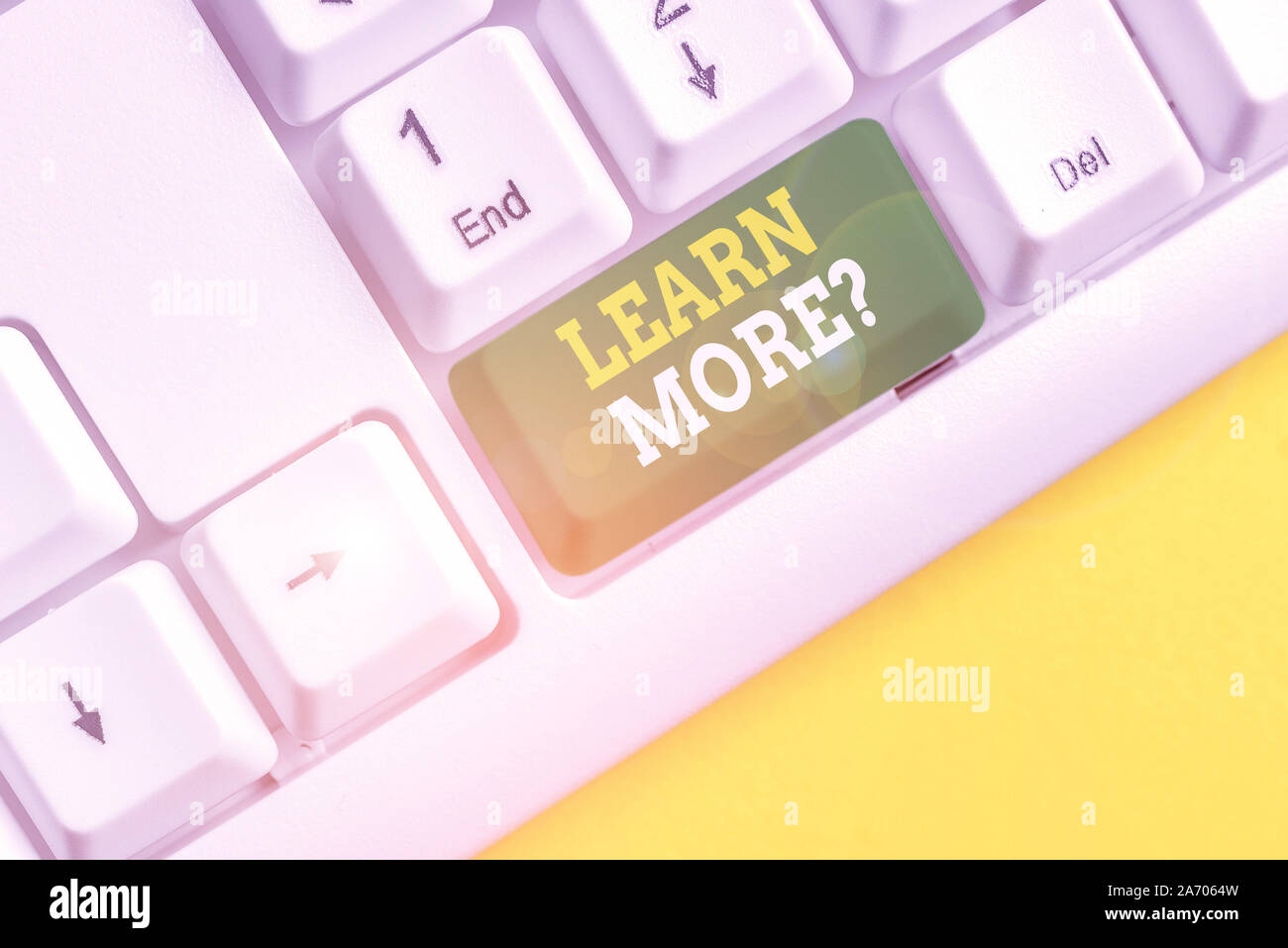 Writing note showing Learn More question. Business concept for gain ...