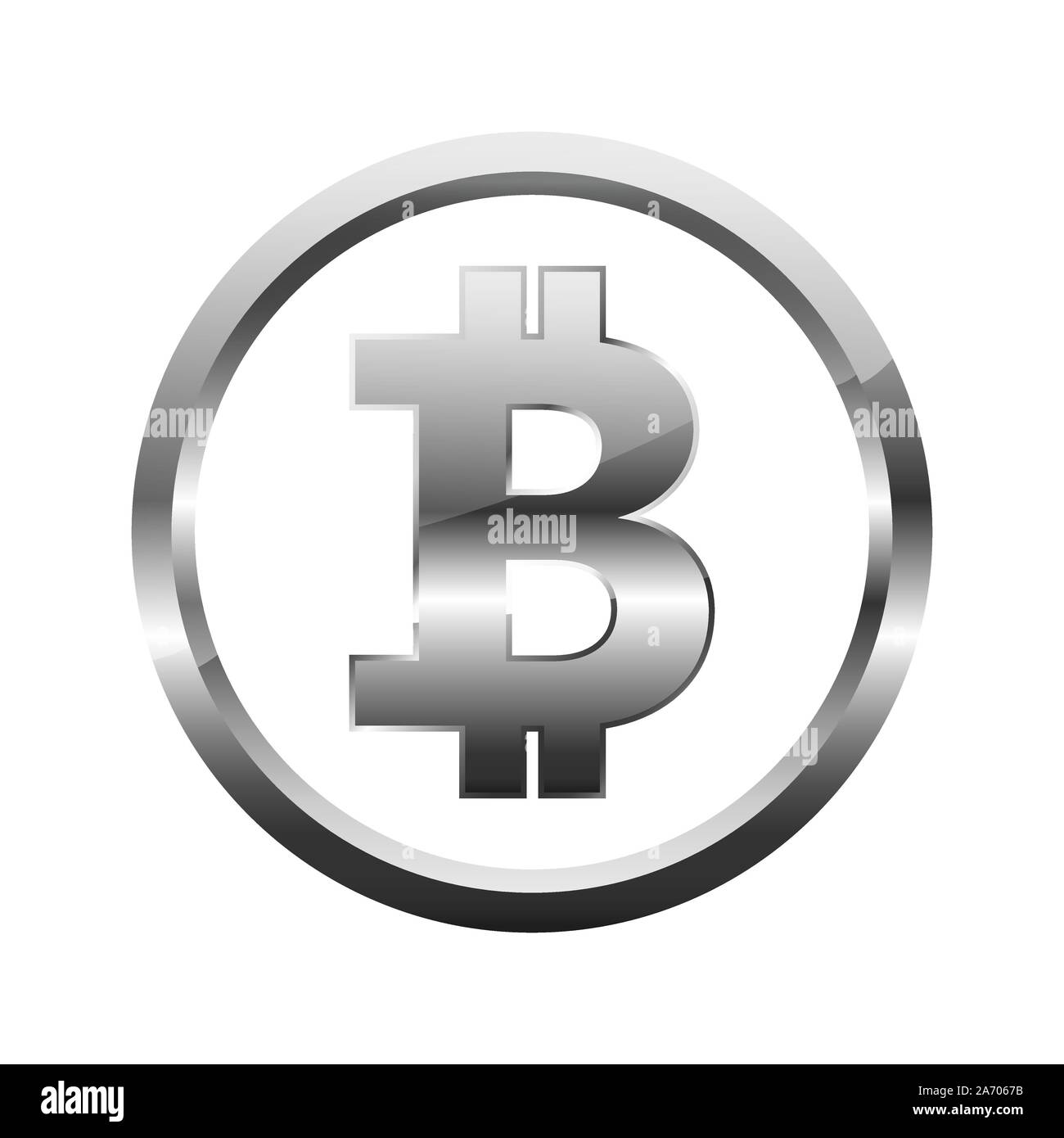 Silver Bitcoin icon. Vector illustration. Bitcoin as cryptocurrency ...