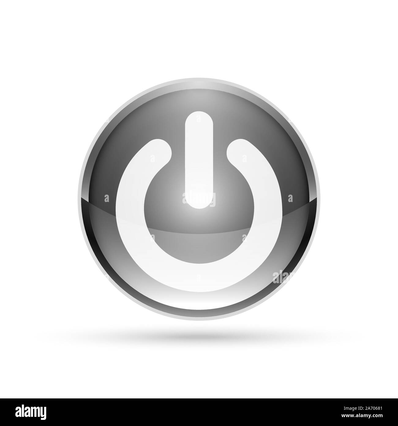 3D Power round button on white background. Vector illustration ...